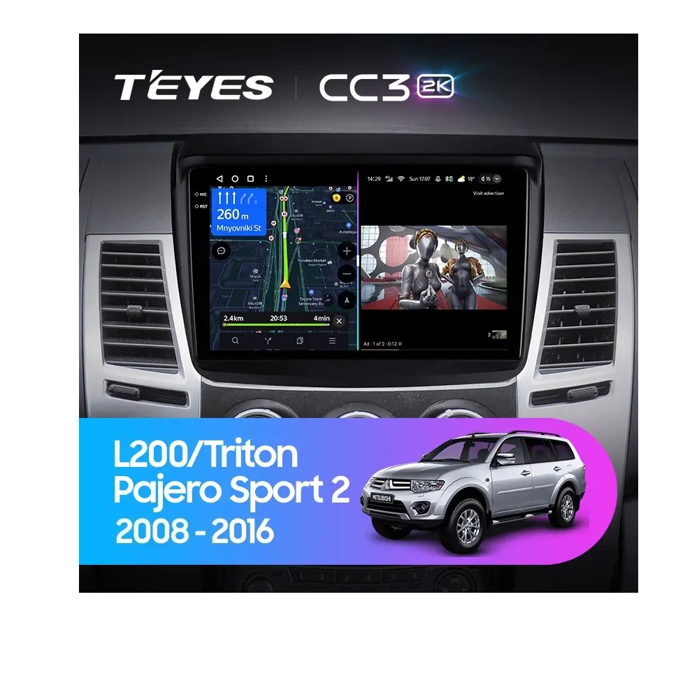 Штатная магнитола Teyes CC3 2k 4+64 Gb Mitsubishi Pajero Sport 2 L200 ...